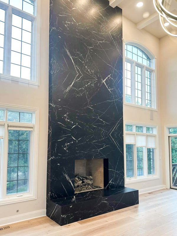 Full Height To Ceiling Fireplace Porcelain Project In Mokena, IL