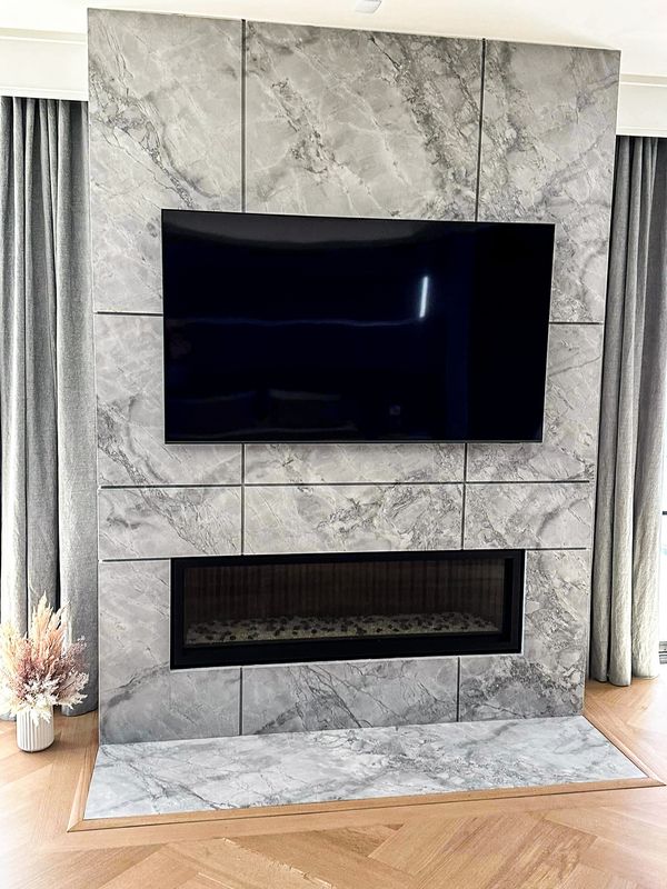 Full Height Dolomite Stone Fireplace Project In Park Ridge, IL