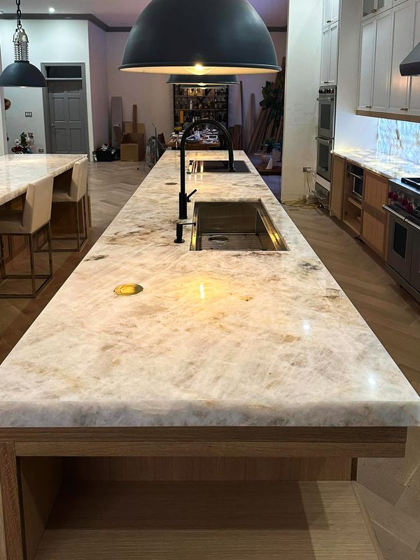 Kitchen stone quartzite countertops project in Riverwoods, IL
